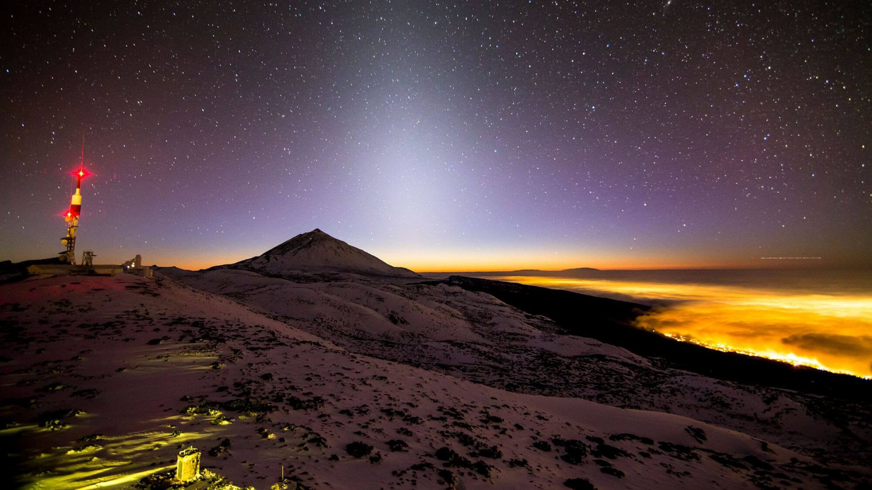 The Night Sky Over Tenerife Volcano Teide